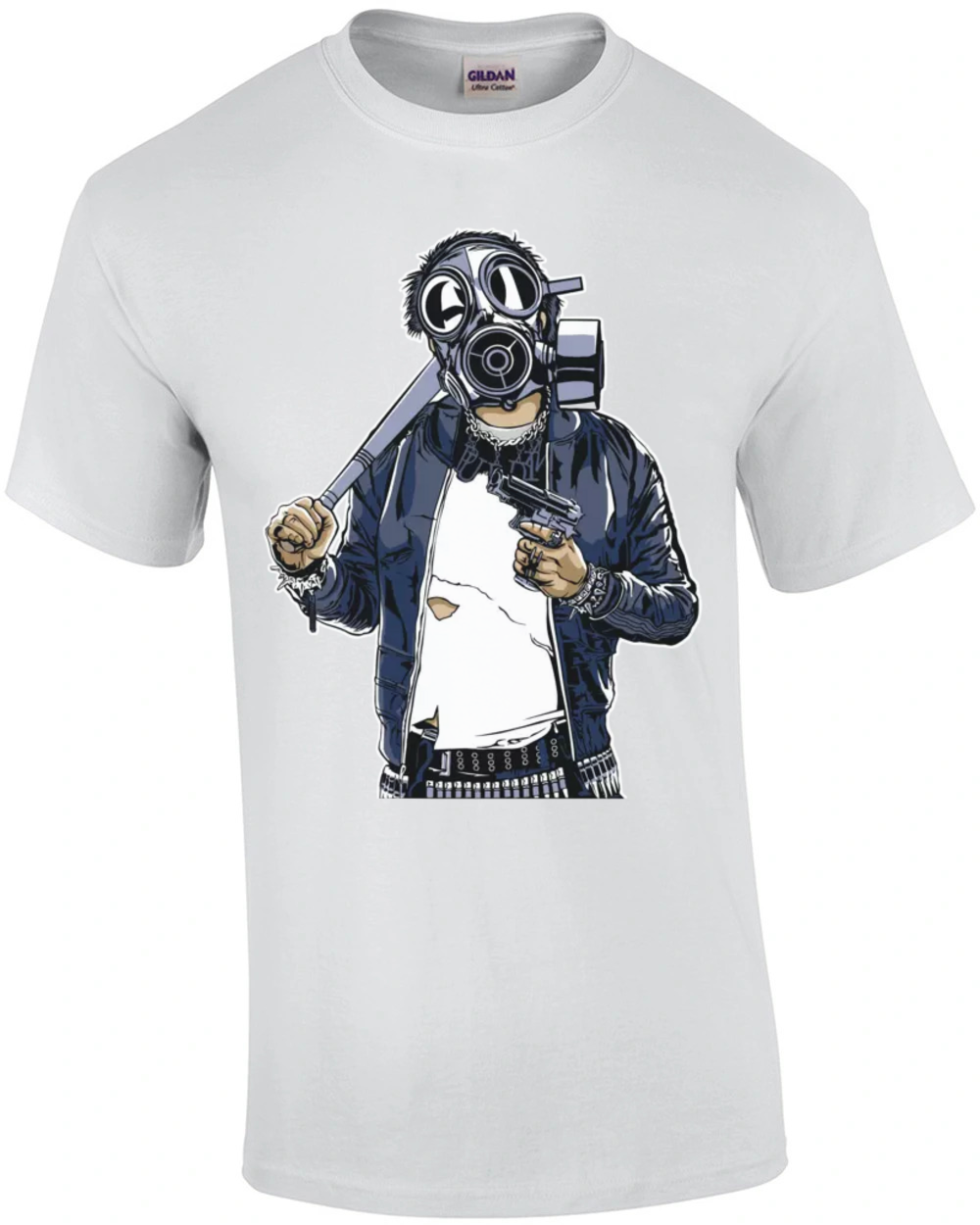 Apocalyptic Soldier Wearing Gas Mask T-Shirt