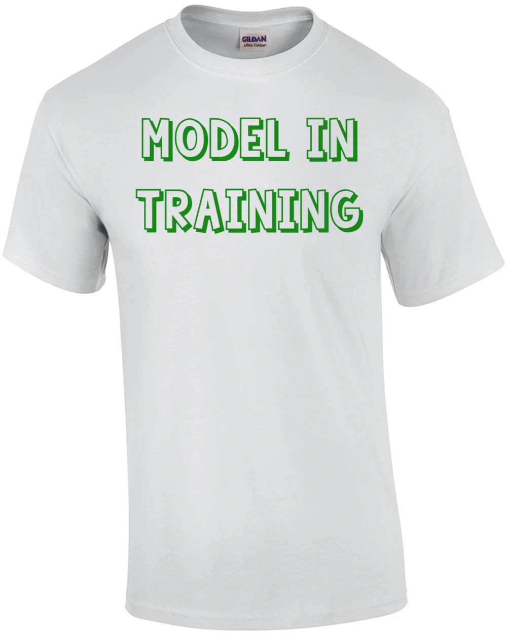 model in training shirt